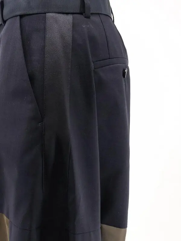 Sacai Wool Blend Trousers With Nylon Inserts - Multicolor