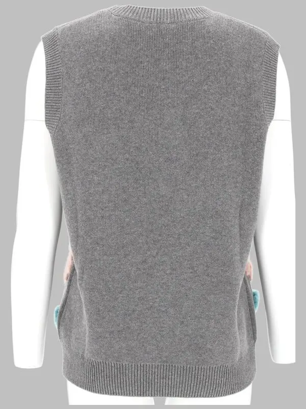GANNI Floral Applique Vest - Gray