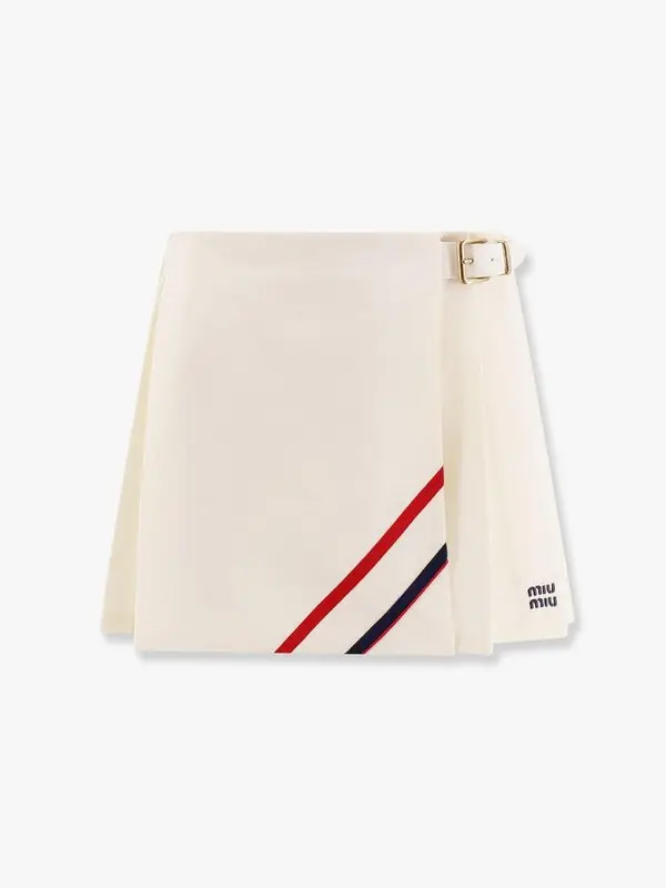 Miu Miu Plisse Wool And Mohair Skirt - Multicolor