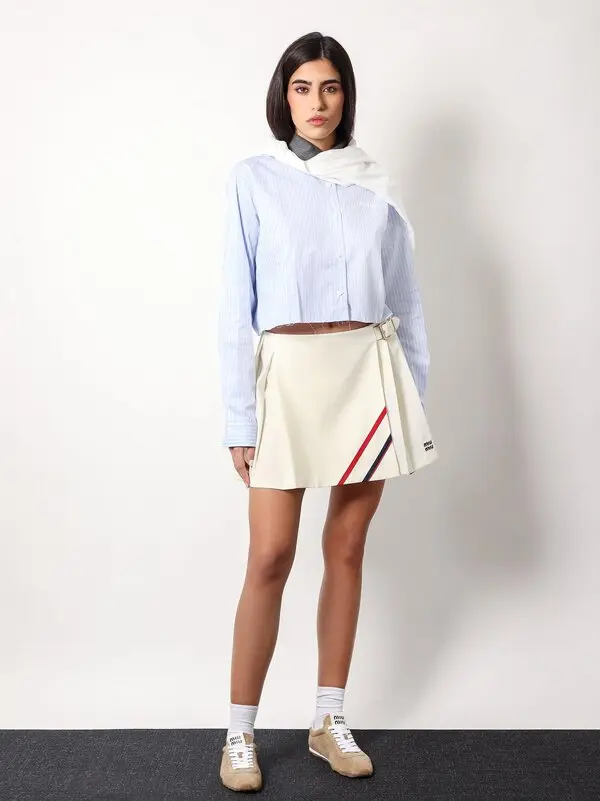 Miu Miu Plissé Wool And Mohair Skirt - Multicolor