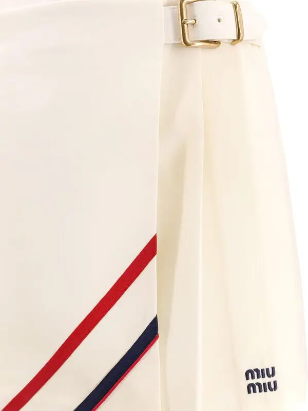 Miu Miu Plissé Wool And Mohair Skirt - Multicolor