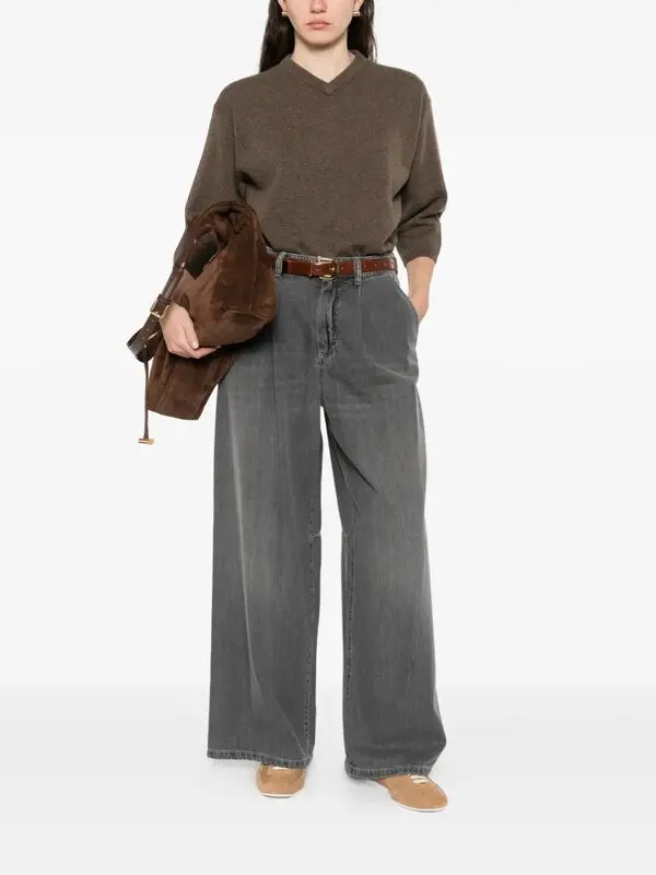 Max Mara Wide Leg Double Pleat Jeans