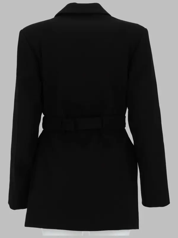 GANNI Crepe Belted Blazer - Black