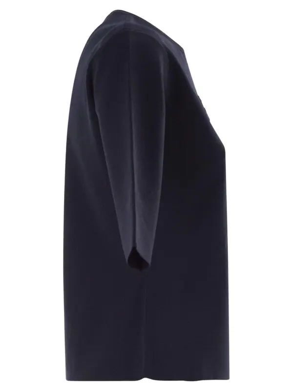 Max Mara Short-sleeved Embroidered Logo Top - Blue
