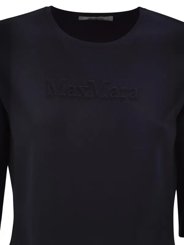 Max Mara Short-sleeved Embroidered Logo Top - Blue