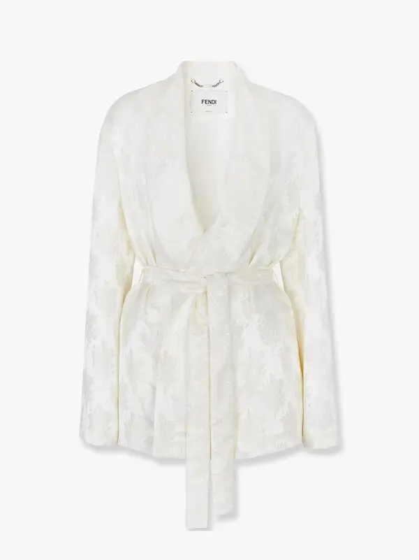 Fendi Jacquard Silk Blazer With Floral Motif - Multicolor