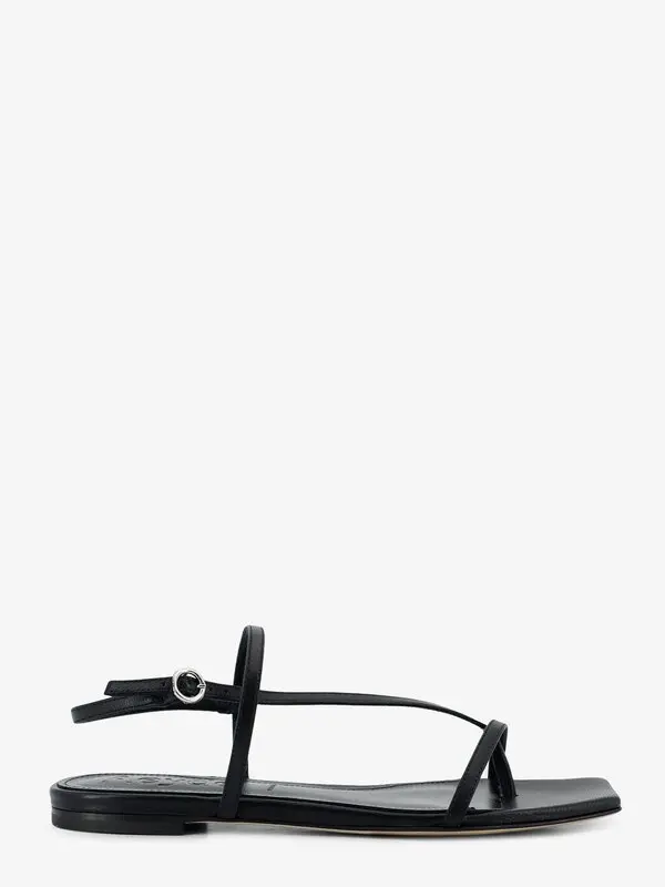AeydĒ Ella Flat Leather Sandals - Black