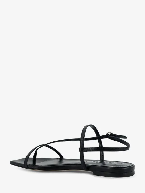 AeydĒ Ella Flat Leather Sandals - Black