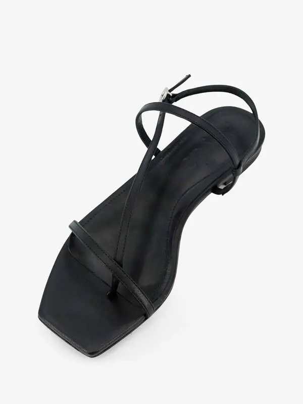 AeydĒ Ella Flat Leather Sandals - Black
