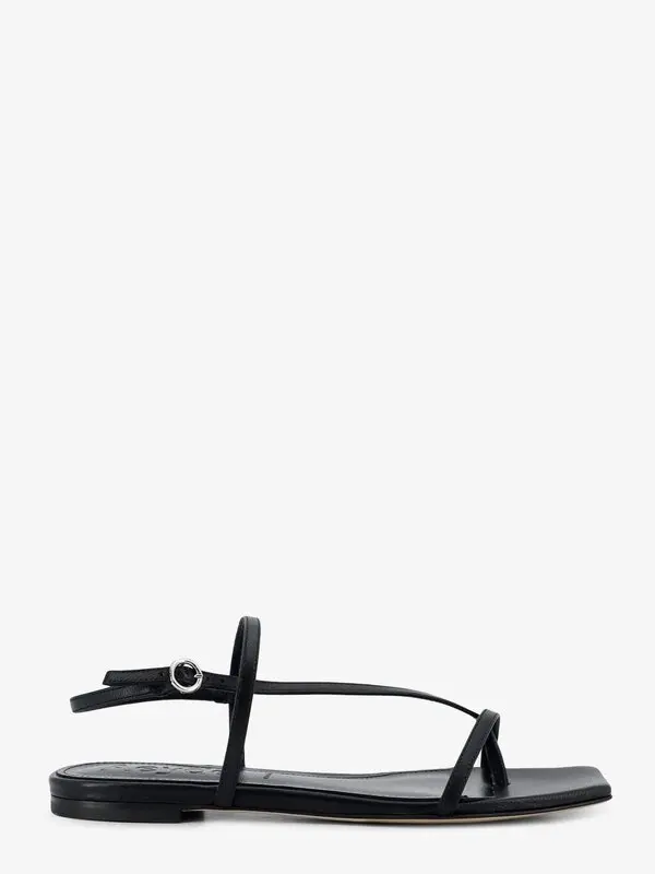 AeydĒ Ella Flat Leather Sandals - Black