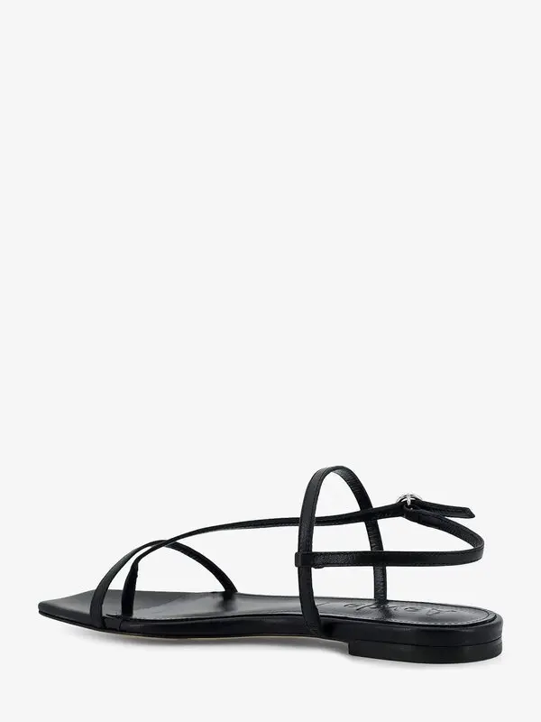 AeydĒ Ella Flat Leather Sandals - Black