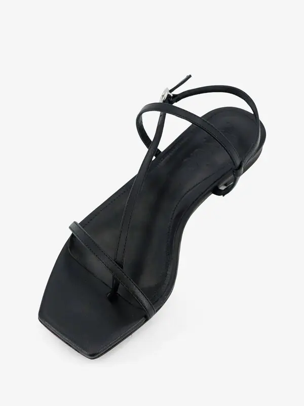AeydĒ Ella Flat Leather Sandals - Black