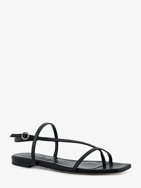AeydĒ Ella Flat Leather Sandals - Black