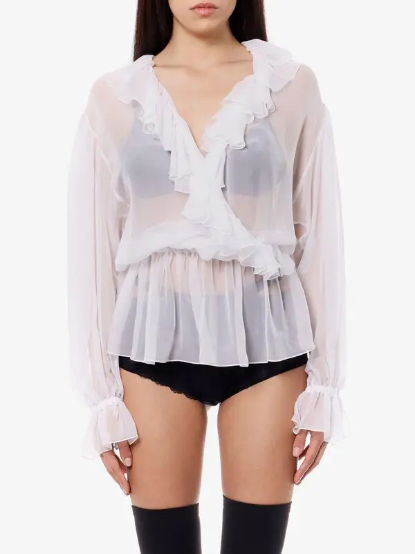 Dolce & Gabbana Silk Ruffled Shirt - Multicolor