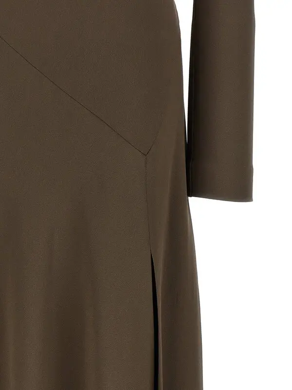 Alberta Ferretti Asymmetrical Long Dress - Brown