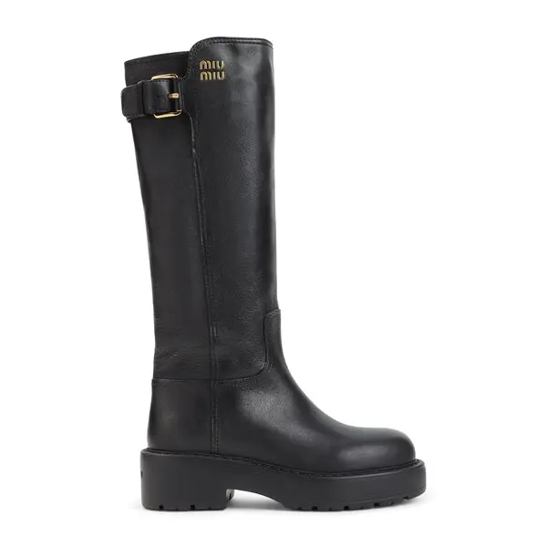 Miu Miu Leather Boots - Black
