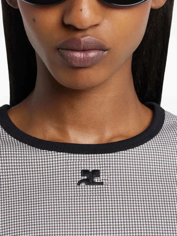 COURREGES Houndstooth T-shirt - Gray
