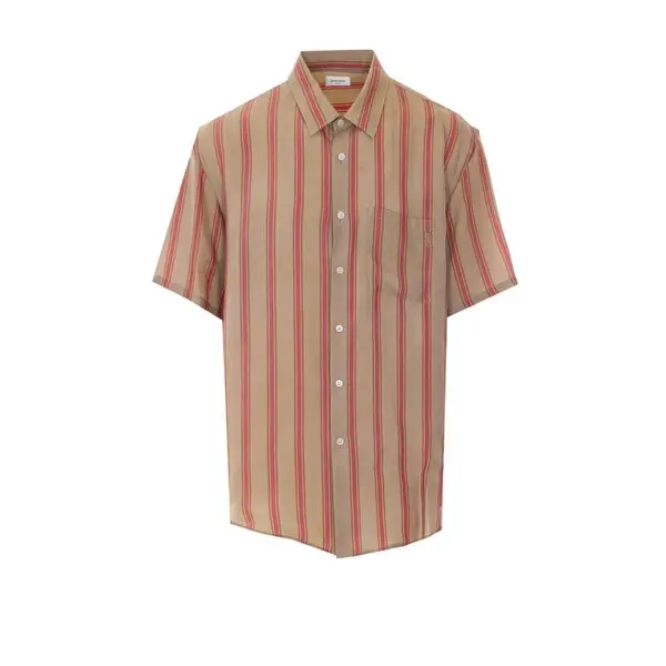 Saint Laurent Cassandre Striped Short Sleeves Shirt - Multicolor