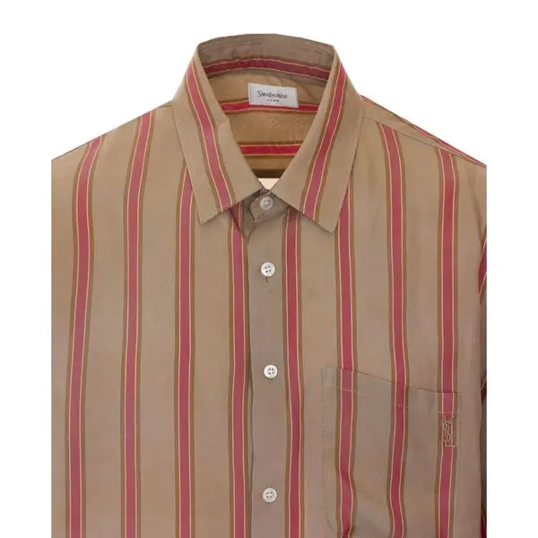 Saint Laurent Cassandre Striped Short Sleeves Shirt - Multicolor