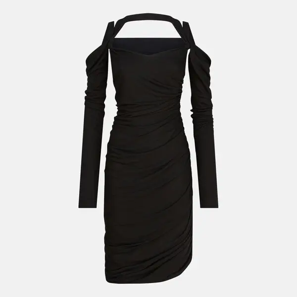 Attico Midi Dress In Viscose Crãªpe - Black