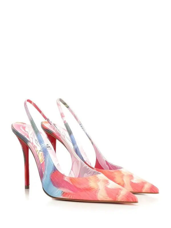 CHRISTIAN LOUBOUTIN Miss Z Sling Back In Peonies Printed Chiné Fabric - Multicolor