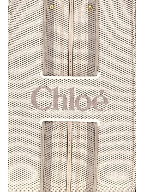 Chloé Woody Loop Canvas Tote Bag - Cream
