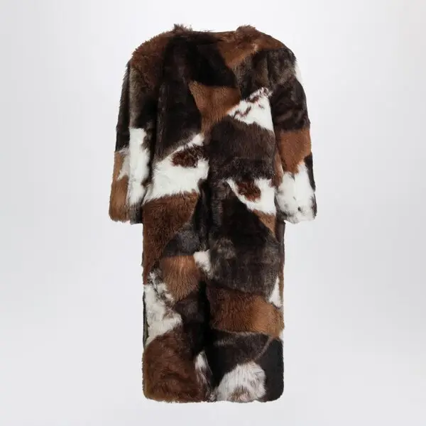 Prada Patchwork Shearling Coat - Multicolor