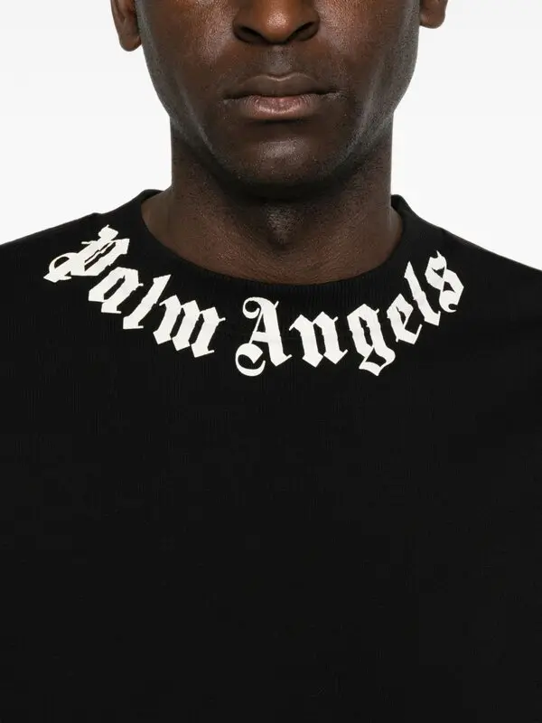 Palm Angels Neck Logo Cotton Sweatshirt