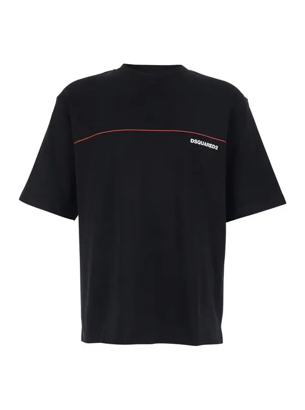 Dsquared2 Crew Neck T-shirt With Logo On The Front In Cotton For