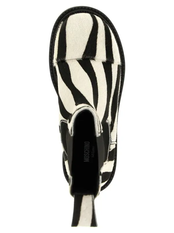 Moschino Zebra Pony Ankle Boots
