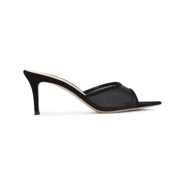 GIANVITO ROSSI Elle 70 Suede And Mesh Mules - Black