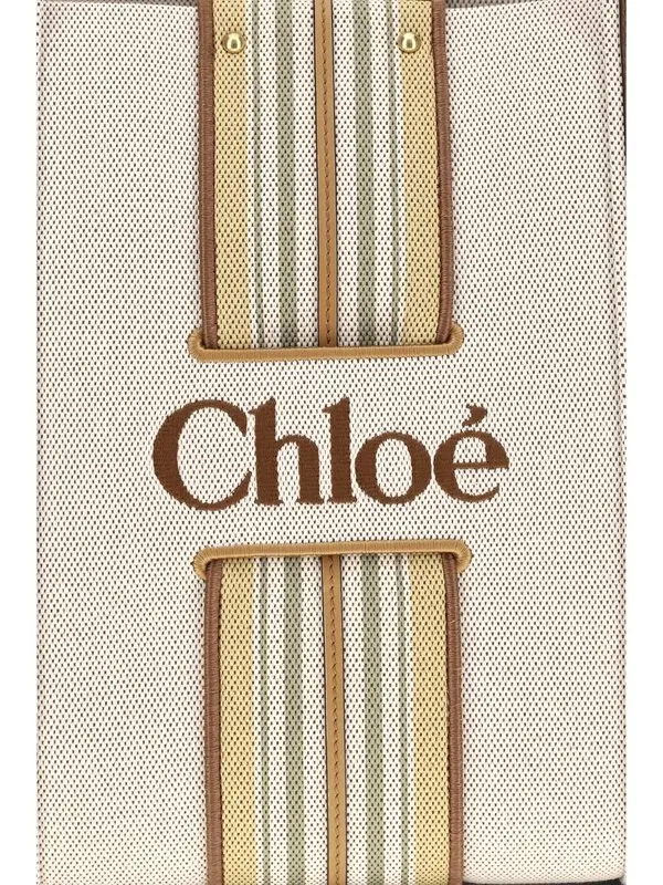 Chloé Woody Loop Canvas Tote Bag - Cream