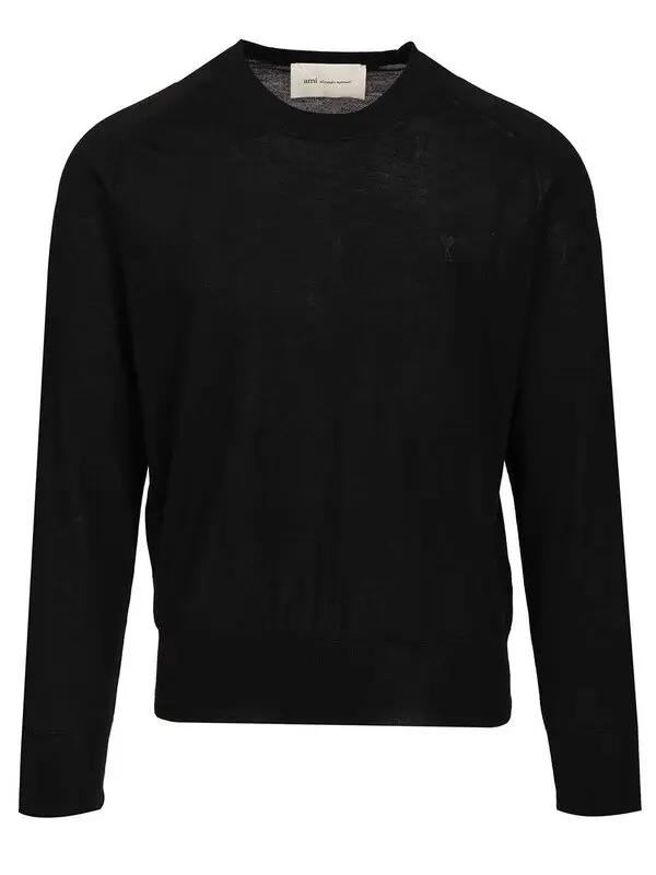AMI Paris Extra-fine Merino Wool Embroidered Crewneck Sweater