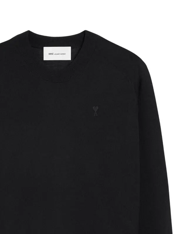 AMI Paris Extra-fine Merino Wool Embroidered Crewneck Sweater