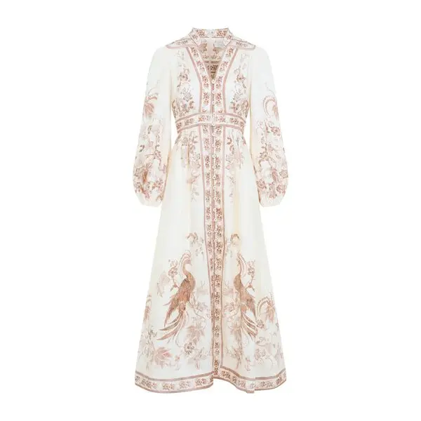 Zimmermann Indra Plunge Midi Dress - Multicolor