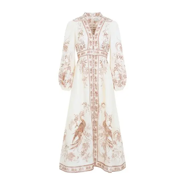 Zimmermann Indra Plunge Midi Dress - Multicolor