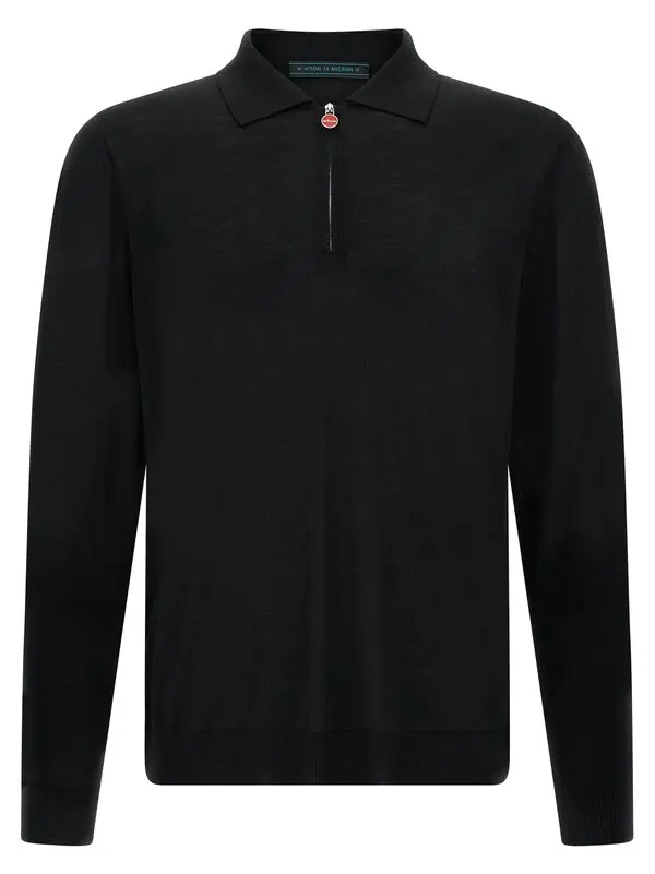 Kiton Wool Polo Shirt 14 Microns - Black
