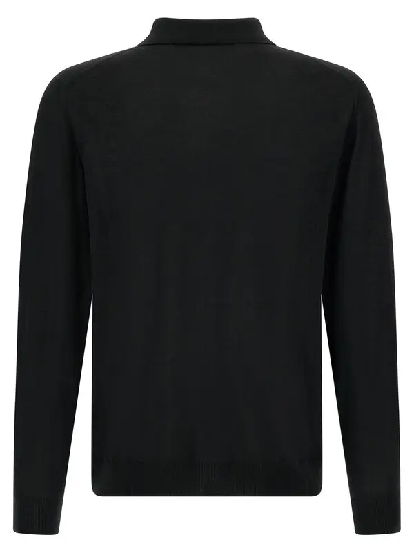 Kiton Wool Polo Shirt 14 Microns - Black