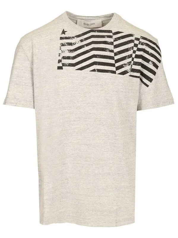 GOLDEN GOOSE Flag Print T-shirt - Gray