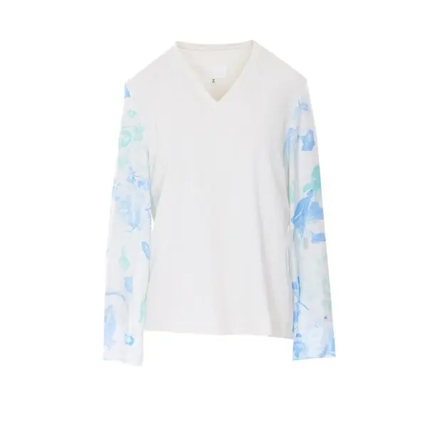 MAISON MARGIELA Long Sleeves T-shirt With Floral Print - White