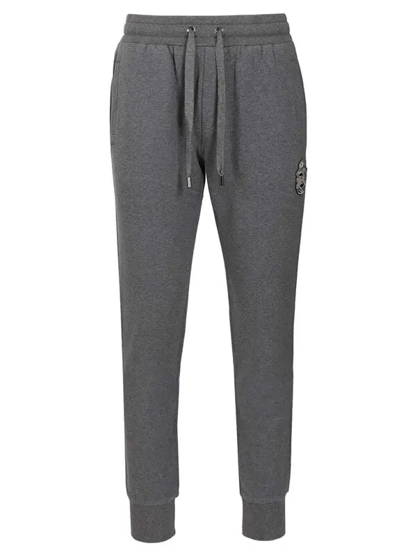 Dolce & Gabbana Jersey Trousers With Heraldic Patch - Gray