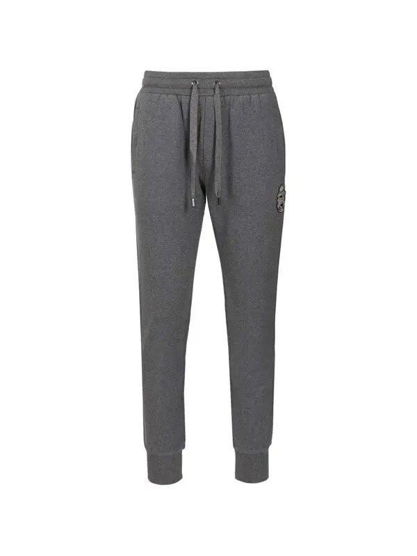 Dolce & Gabbana Jersey Trousers With Heraldic Patch - Gray