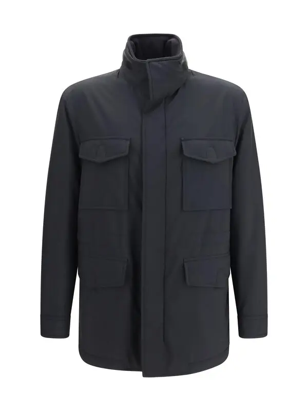 Brioni Performa Wool Blend Sahariana Jacket - Blue