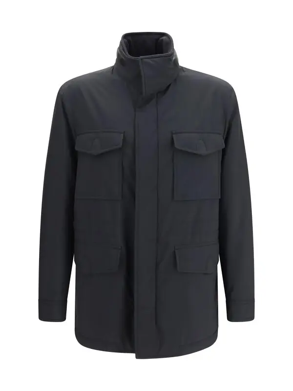 Brioni Performa Wool Blend Sahariana Jacket - Blue