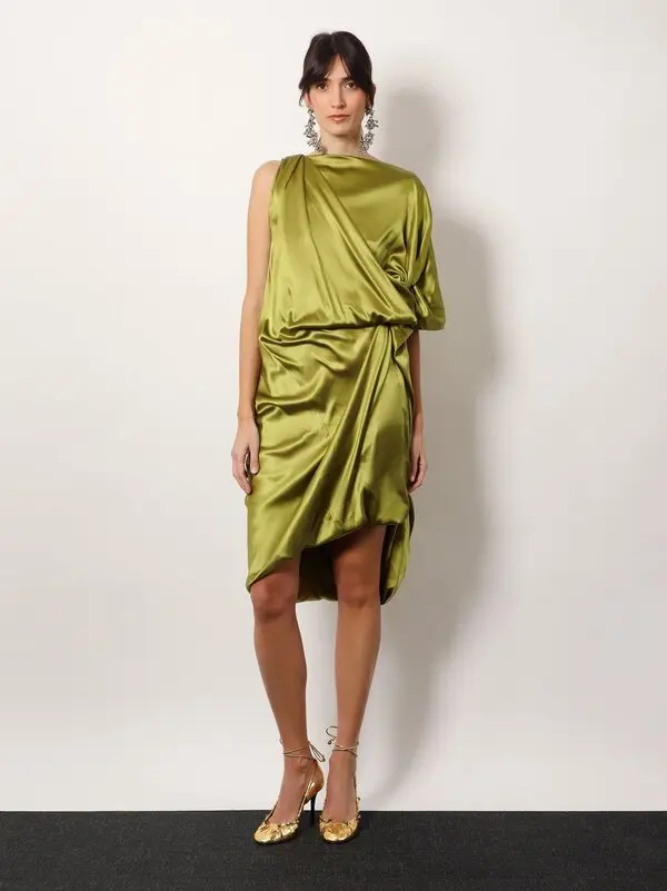Dries Van Noten Dalant Silk Dress With Lateral Knot - Green