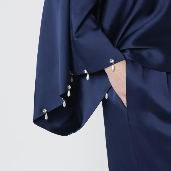 Stella McCartney Navy Oversized Viscose Satin Blouse