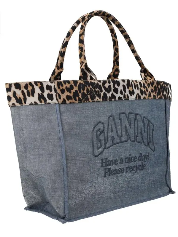 GANNI Tote Bag With Logo - Blue