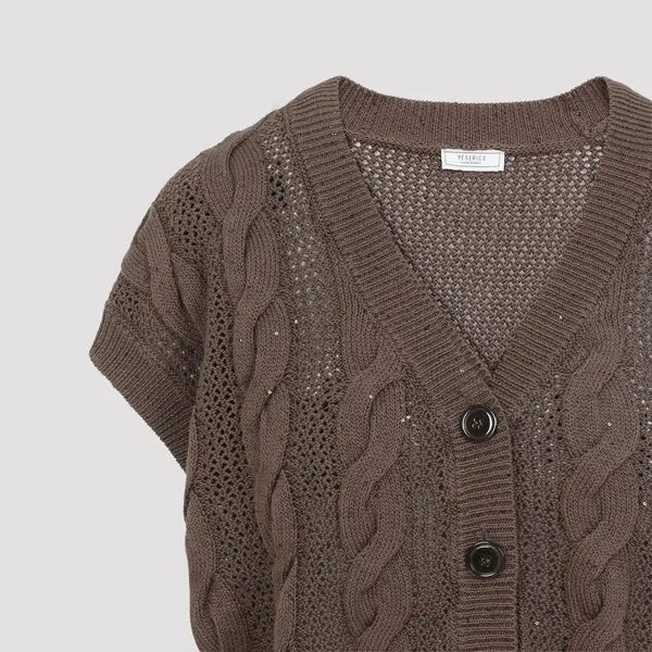 Peserico Cotton Cable-knit V-neck Top