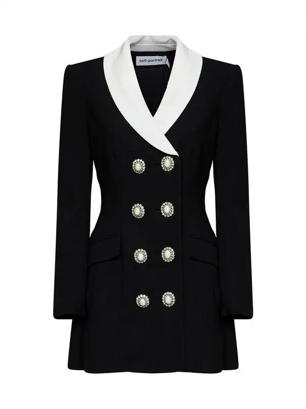 SELF-PORTRAIT Wool Tailored Blazer-style Mini Dress - Multicolor