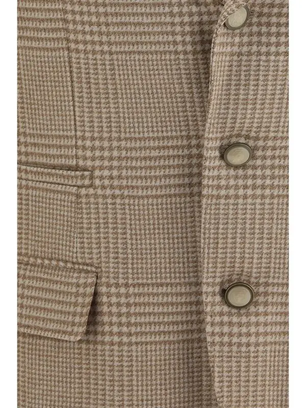 Brunello Cucinelli Single Breasted Checked Blazer